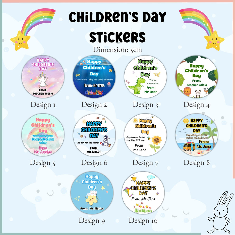 Customised Children's Day Sticker – 10 Designs – Fifteenbunnies ...